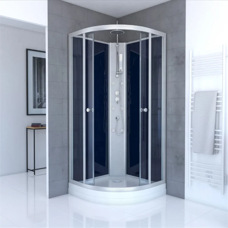 Oumeiga Double Sliding Door Corner Entry Shower Cabin 85 Quarter Round ...