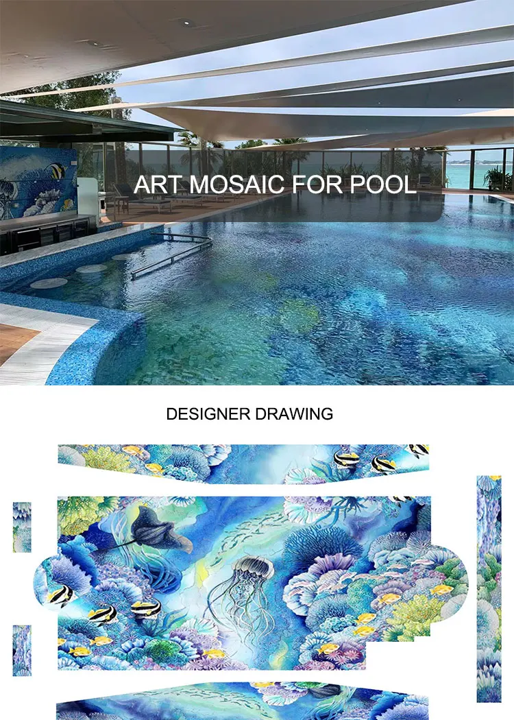 Customized Underwater World Art Swimming Pool Glass Mosaic Ocean Floor ...