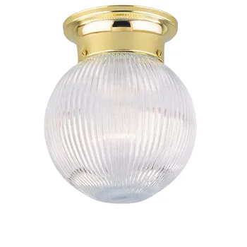 Blown Round Clear Glass Ribbed Globe Lamp Shade Pendant Lighting Cover ...