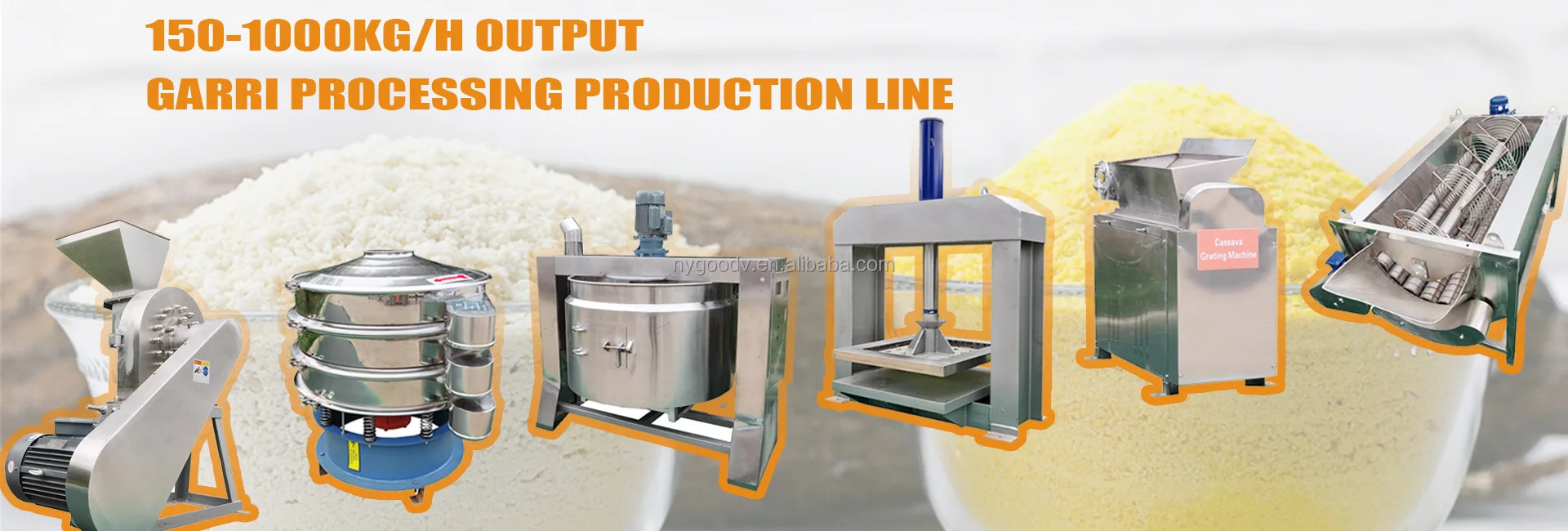 1000 KG/H Cassava Garri Processing Production Line Used in Factories