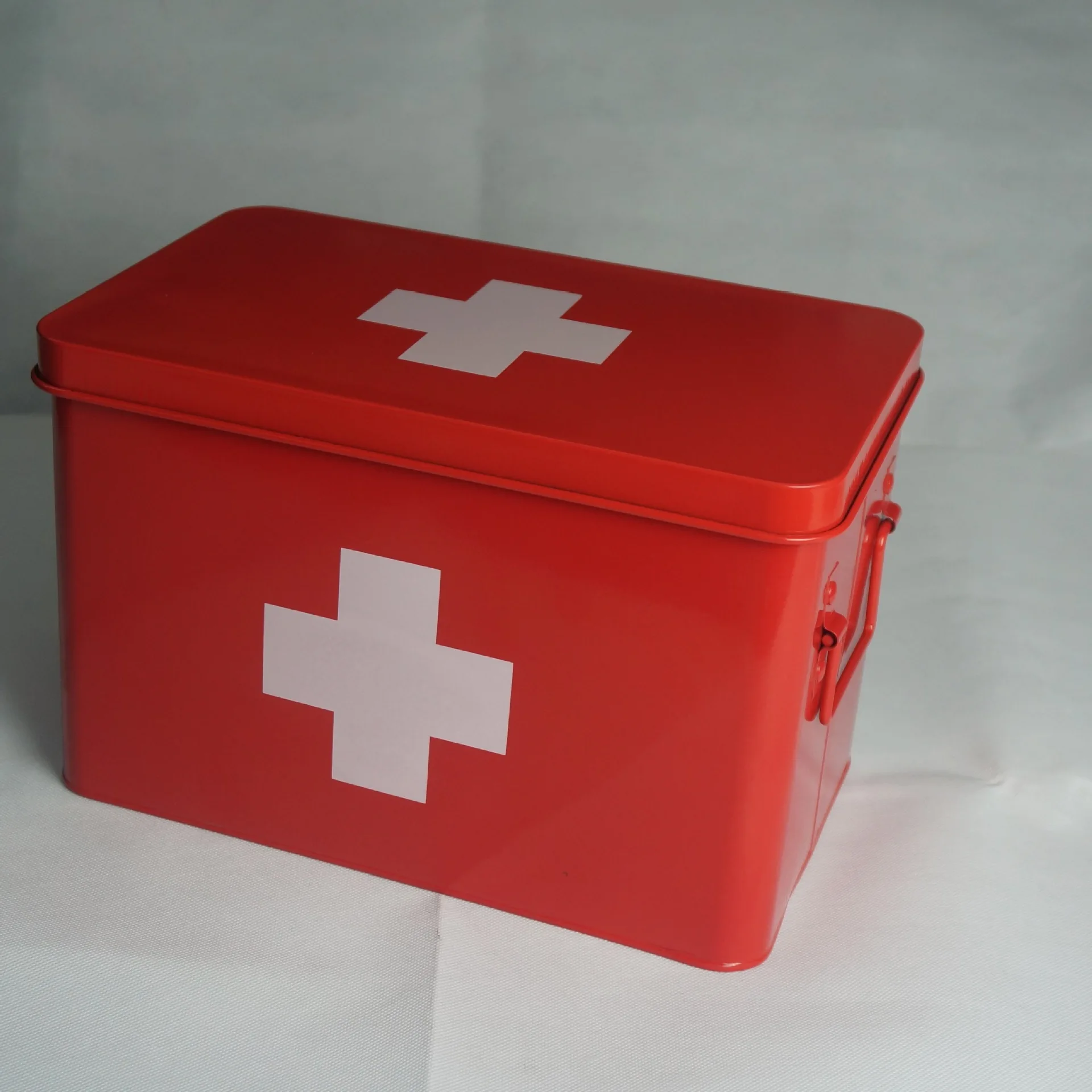 Large Metal First-aid Metal Red First Aid Kit Box With Handle Portable ...