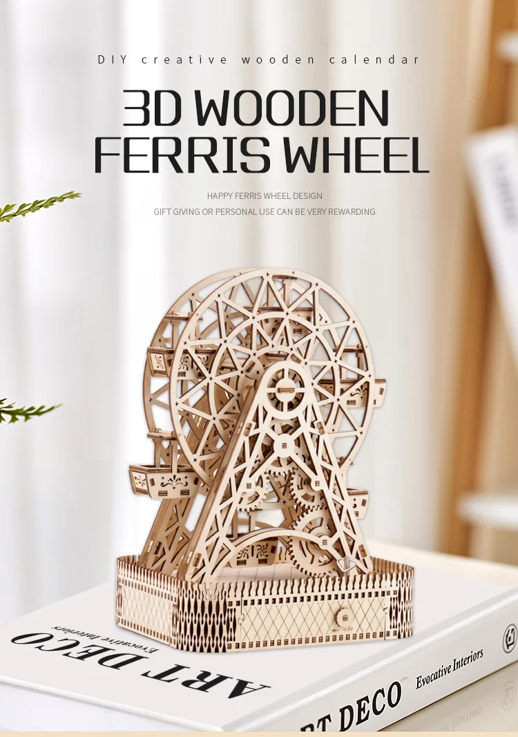 Customized Diy Assemble Stem Toy Wooden 3d Puzzle Ferris Wheel Science ...