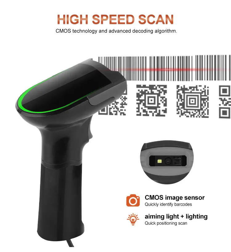 Factory Oem Odm 1d 2d Supermarket Pos Bar Code Scanner Gun Qr Code ...