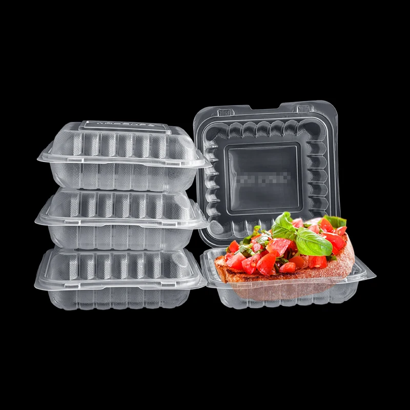 Custom Clamshell Transparente PP Rectangle Food Container
