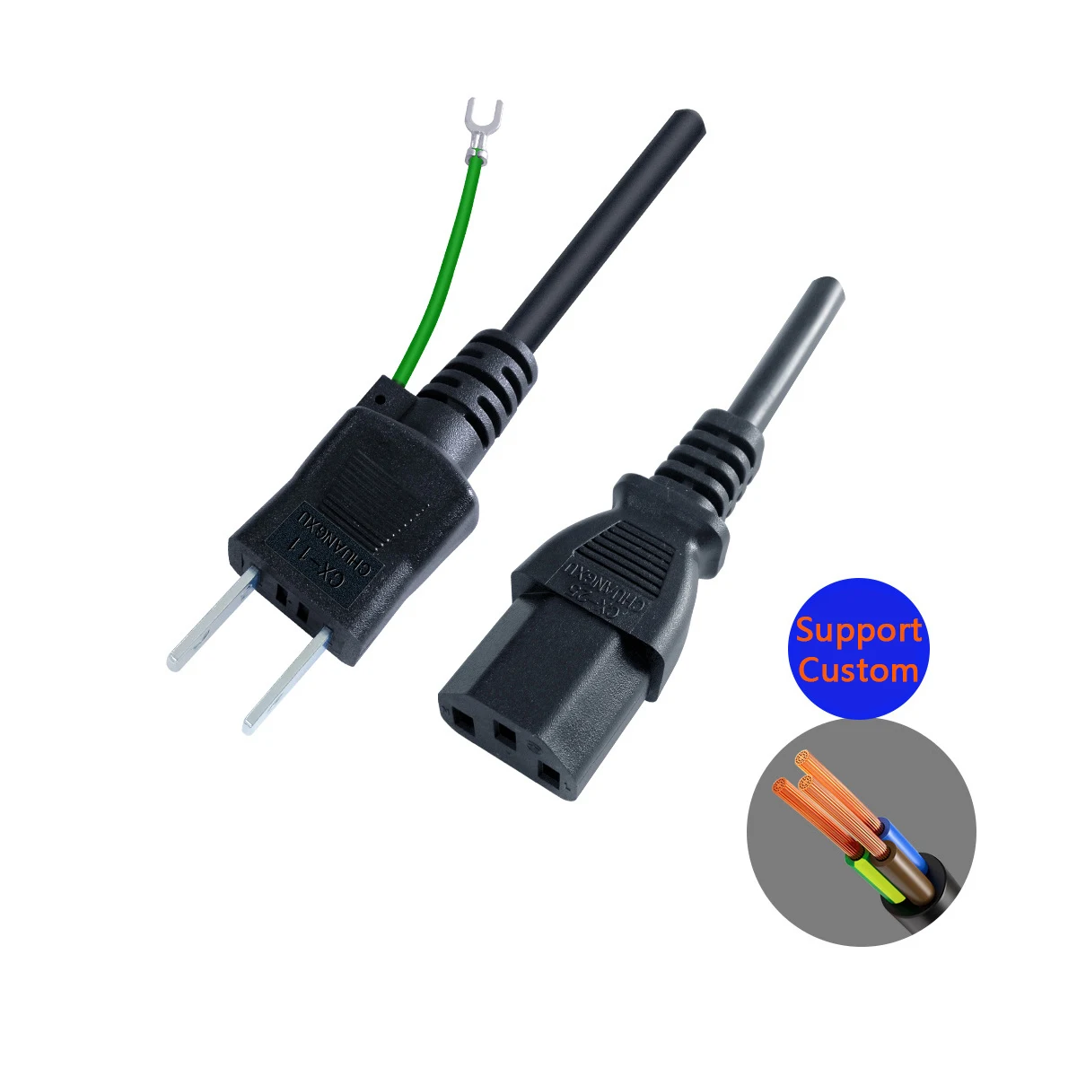Japan 2pin Power Plug With Ground Wire Power Cable - Buy 3pin Tail Plug ...