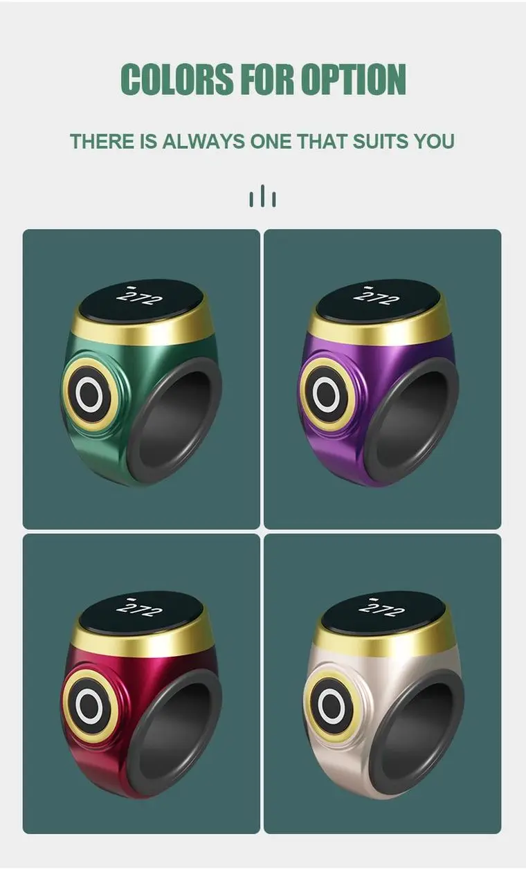 Smart Prayer Rings for Muslims - Digital Counter & Battery