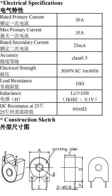 Zentar Pct506 High Precision Current Transformer 30a 25ma Mini Ac