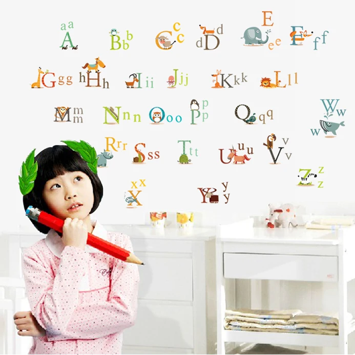 Cartoon Cute Animal Alphabet Stickers Letters For Kids Room - Buy ...
