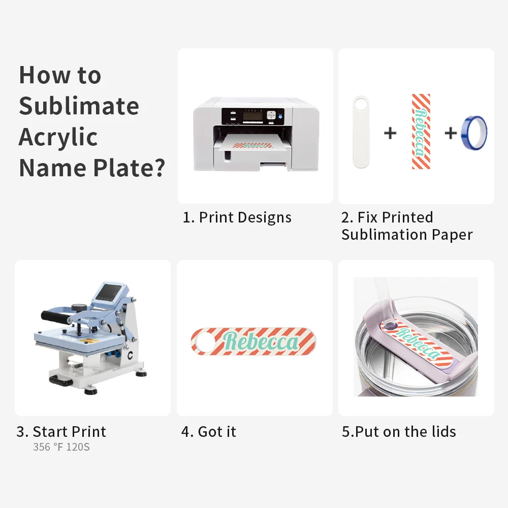 DIY Sublimation Name Plate Acrylic Tumbler Lid Topper Custom Name Tag ...