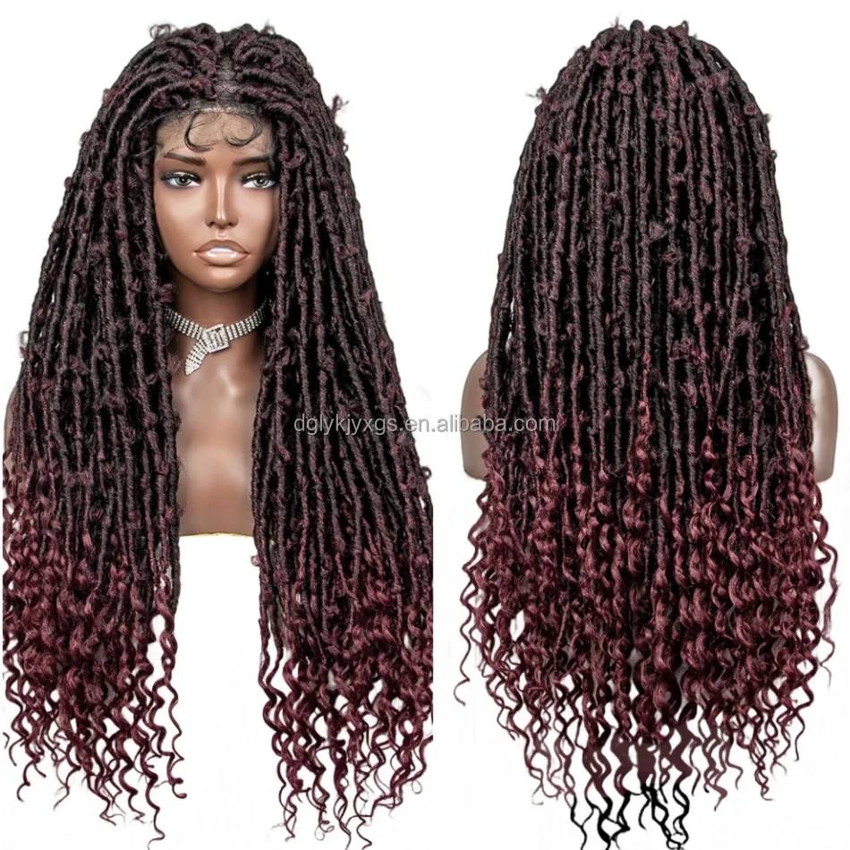 WB13 Hot Style African Synthetic Lace Wigs Butterfly Faux Locs Braids ...