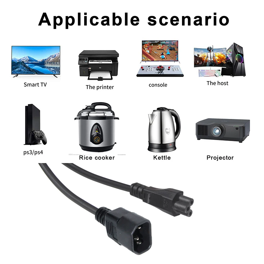 Black Cable Reel Electric Rice Cooker C14 Male To Female Extension Ac ...