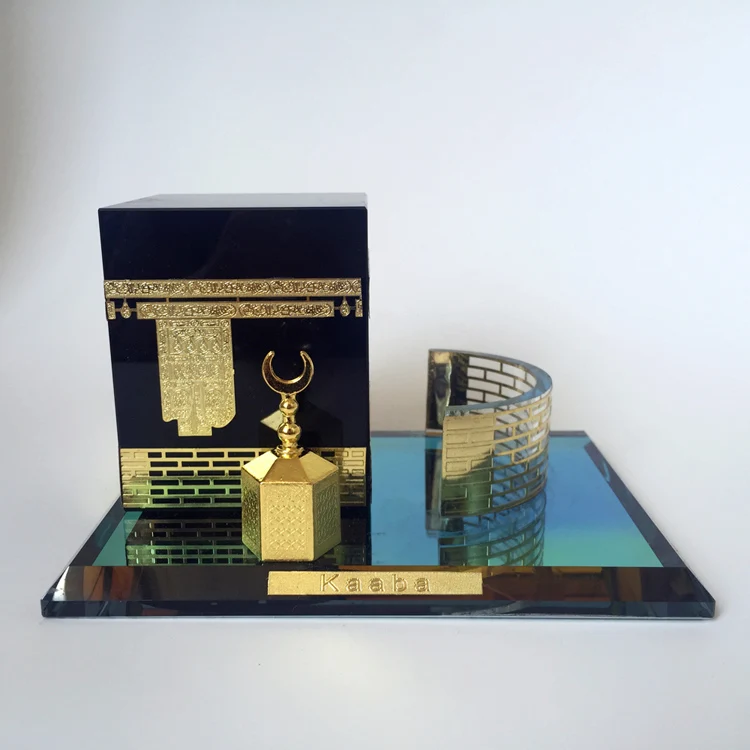 Kaaba Makkah Crystal Gold Glass Ornament - Islamic Gift for Home Décor ...