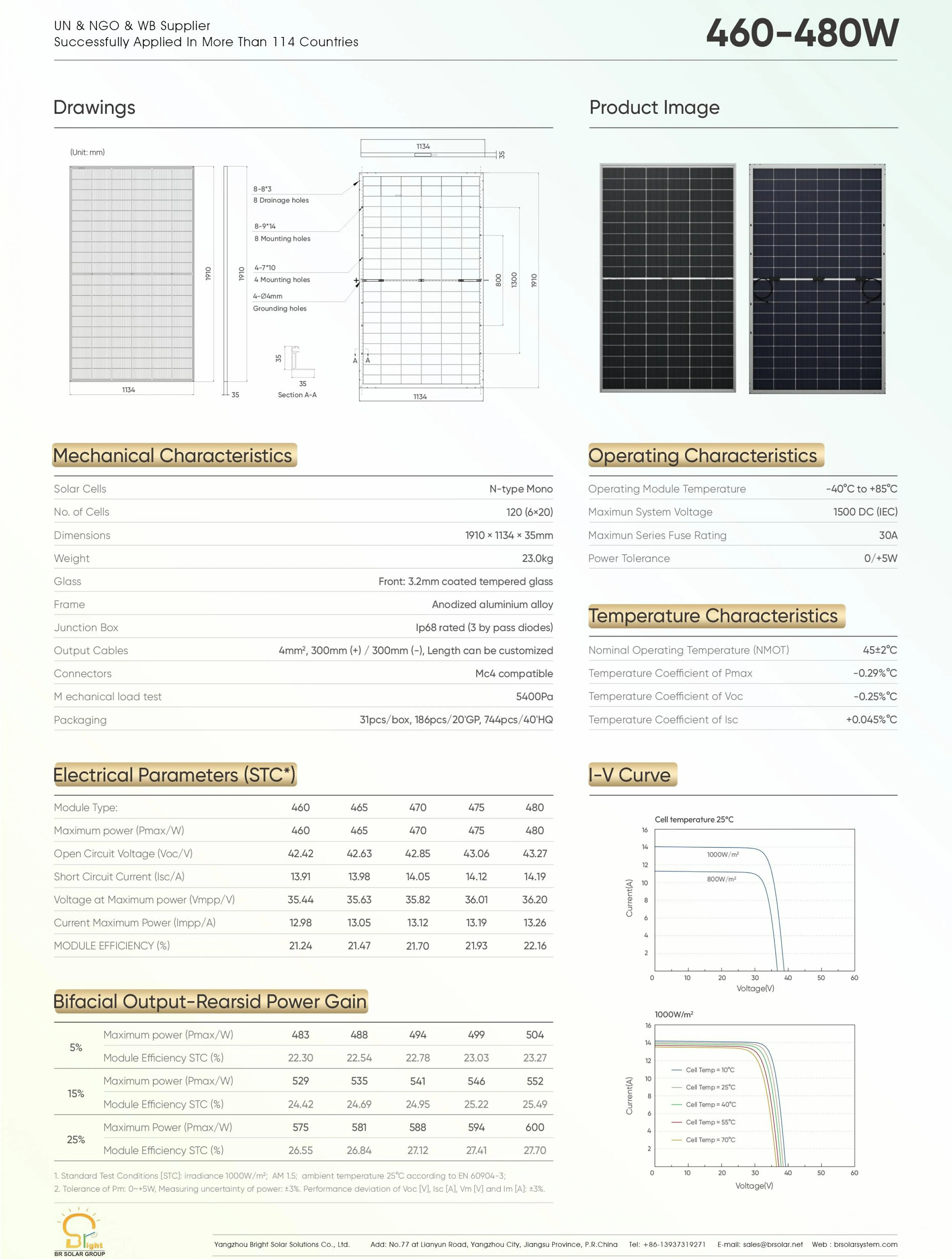 Br Solar N Type Solar Panel Thin Film Solar Panel 460w 470w Solar Panel ...