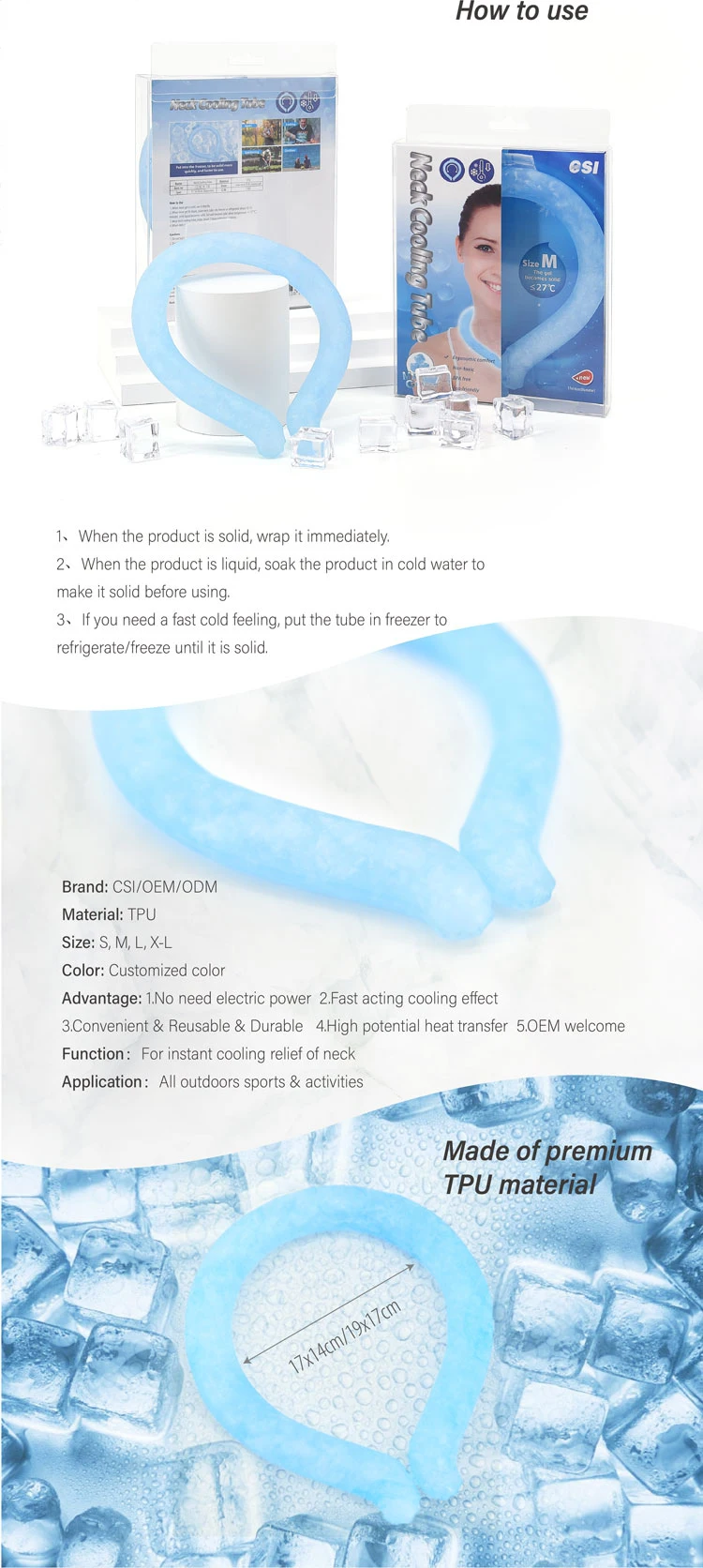 Csi Tpu Pcm Ice Cooling Neck Tube For Outdoor Indoor Hot Weather Pink ...