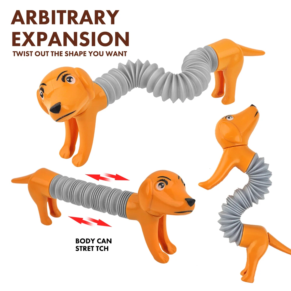 Lovely Dog Retractable Tube Plastic Decompression Toy Diy Stretchable ...
