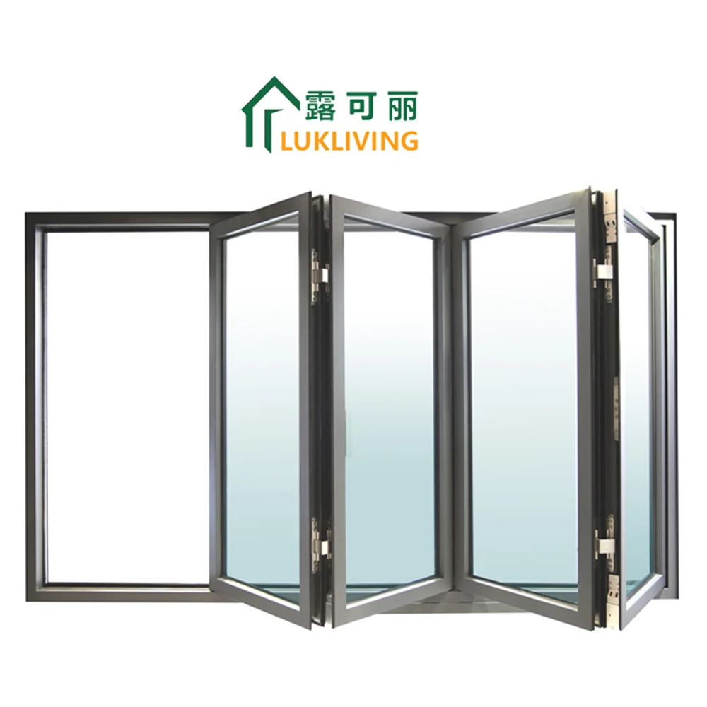 Lukliving glass windows thermal break aluminum big view folding windows ...