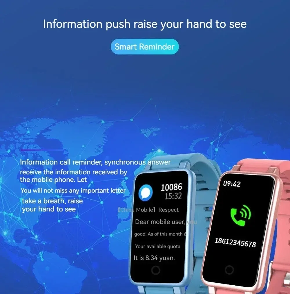 Large Screen Bluetooth Watch Smart Wristband Motion Pedometer Alarm ...