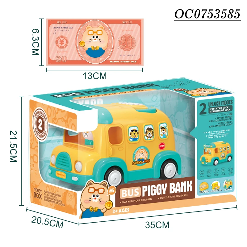 Money Box Bus Small Electric Piggy Banks For Children With Light Music ...
