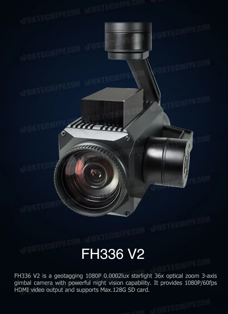 Foxtech FH336 V2 - 36x Optical Zoom Starlight Camera for Drone Mapping