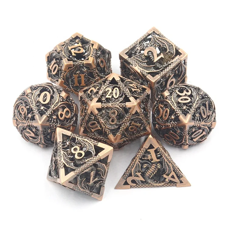 Factory Wholesale 7pcs Set Of High Quality Metal Hollow Ancient Dice ...