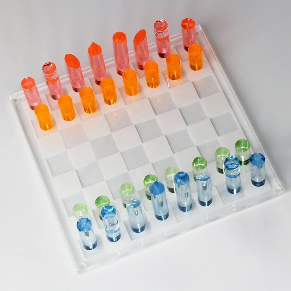 Crystal Elegant Anti Broken Colorful Pieces Glass Black Chess Sets ...