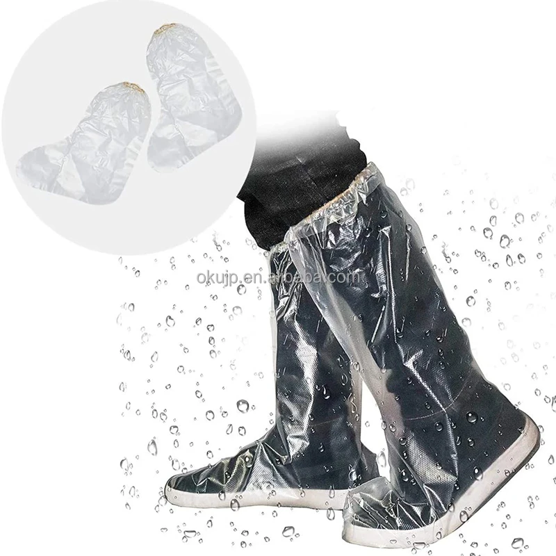 Waterproof Long Shoe Cover Plastic Shoes Boots Rain Disposable Boots ...