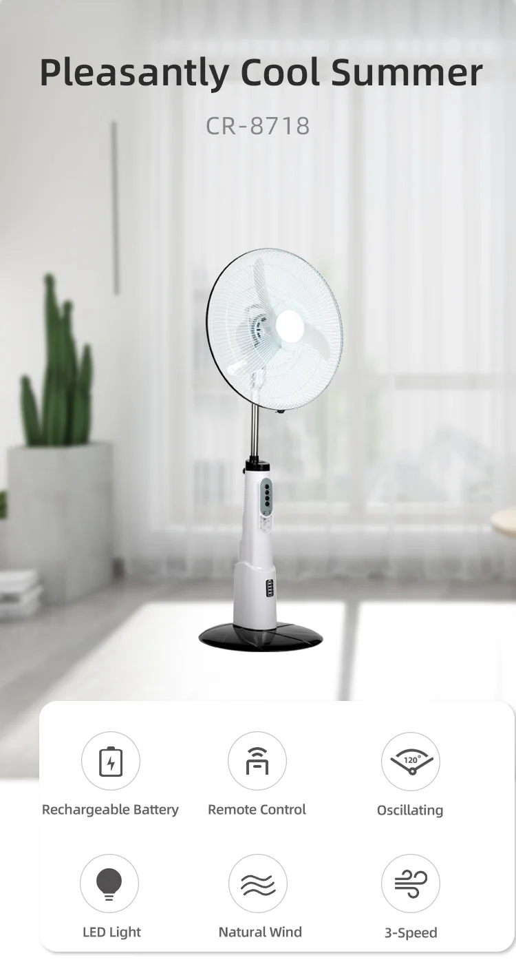 18 Inch Oscillating 5-Speed Fan - Rechargeable & Versatile