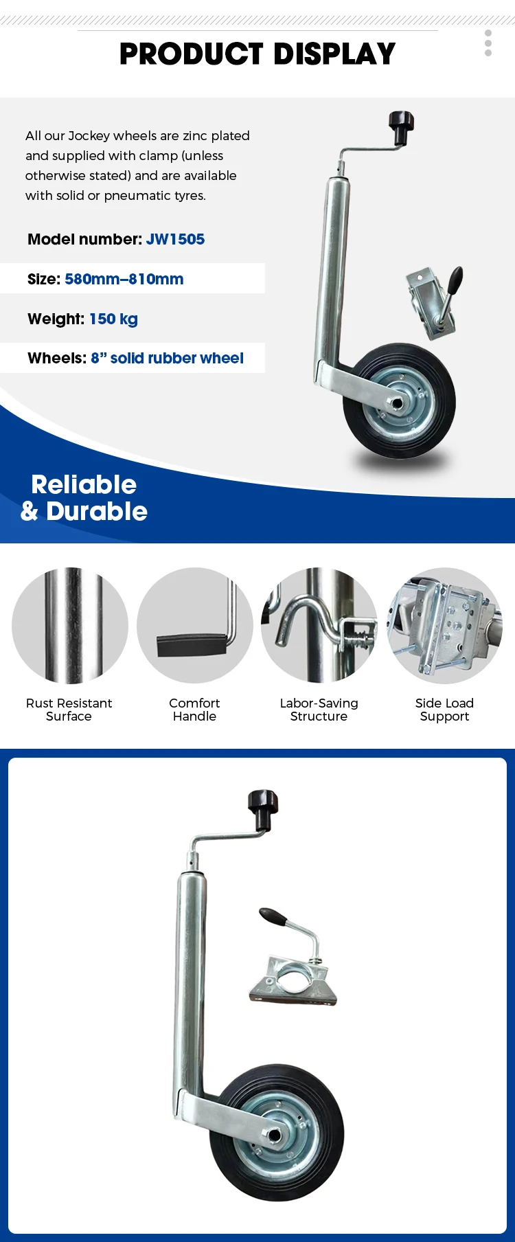 Jockey Wheel Jack Boat Wheels Caravan Boat Trailer Heavy Duty Jockey ...