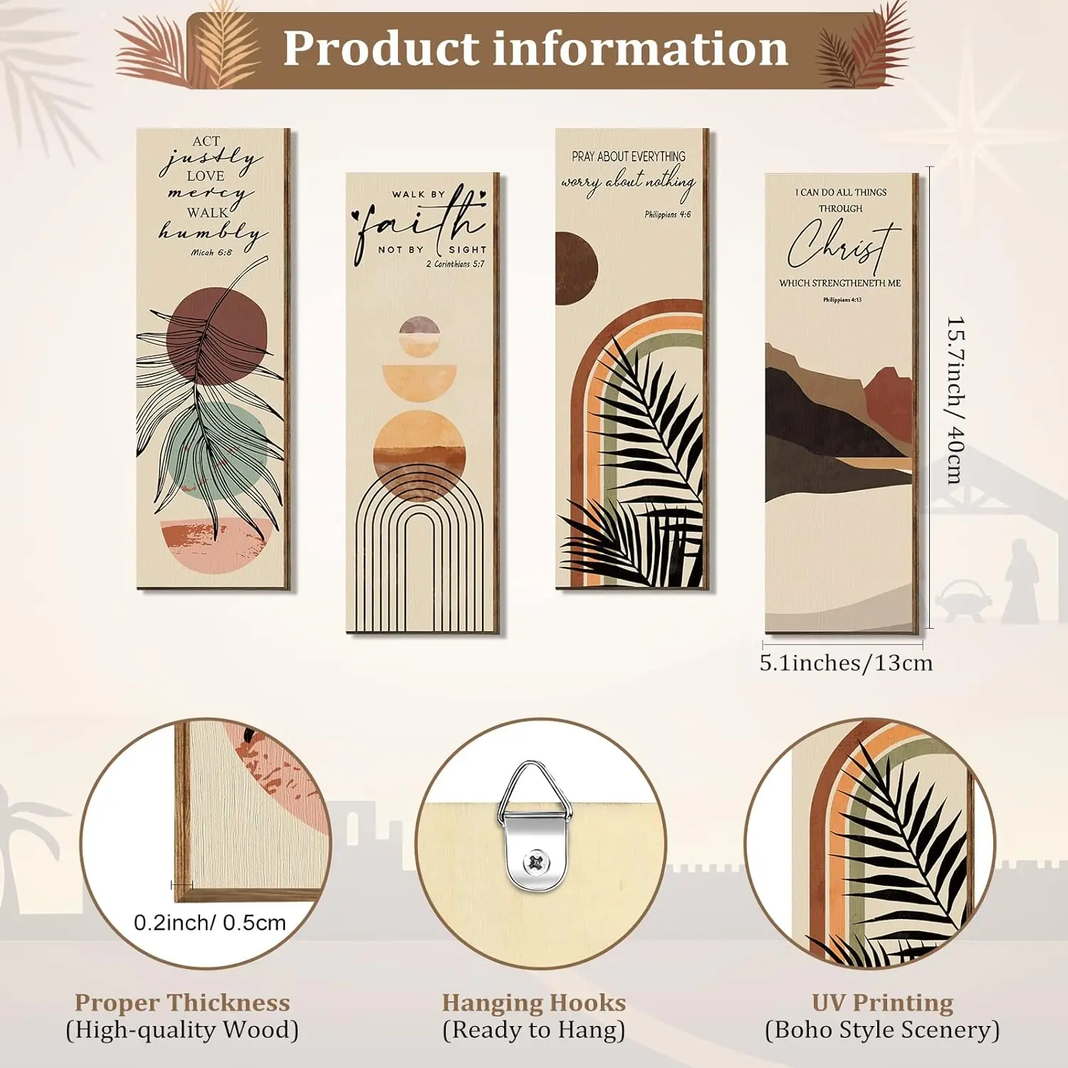 Christian Boho Wall Decor - Inspirational Bible Verses