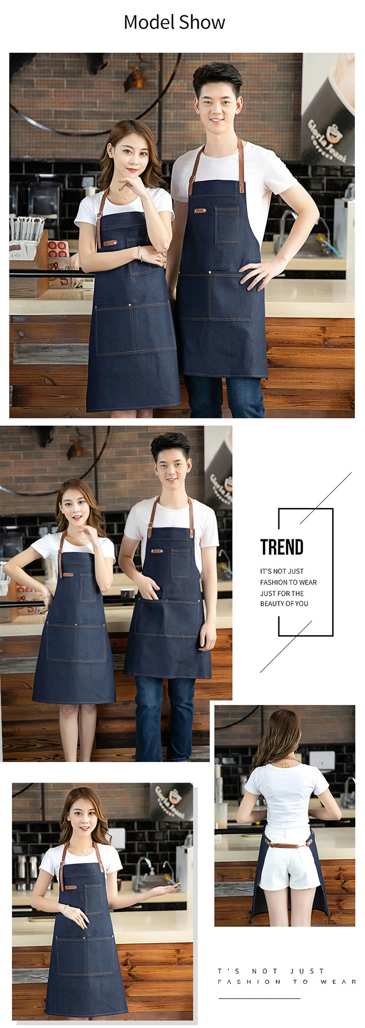 Custom Basic Bistro Apron For Baristas Adjustable Women's Kitchen Apron ...