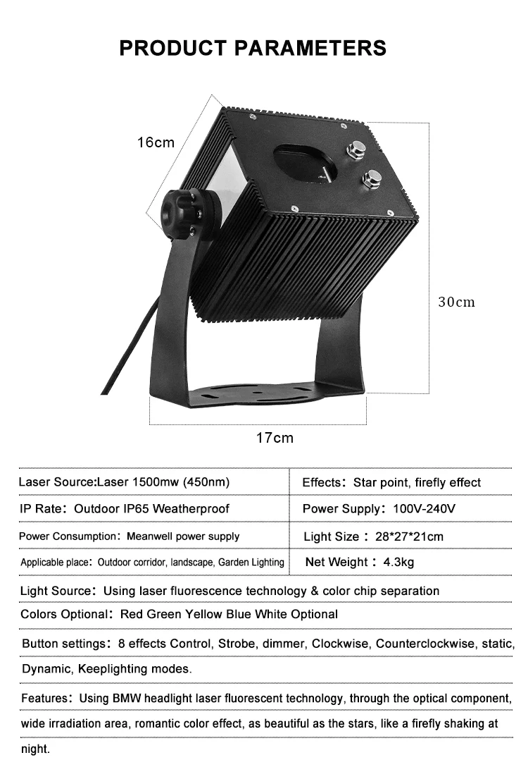 Outdoor IP65 Waterproof Laser Sky 15W Firefly Projection Lamp