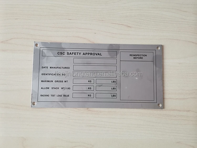 304 Stainless Steel Csc Plate For Iso Shipping Container - Oem