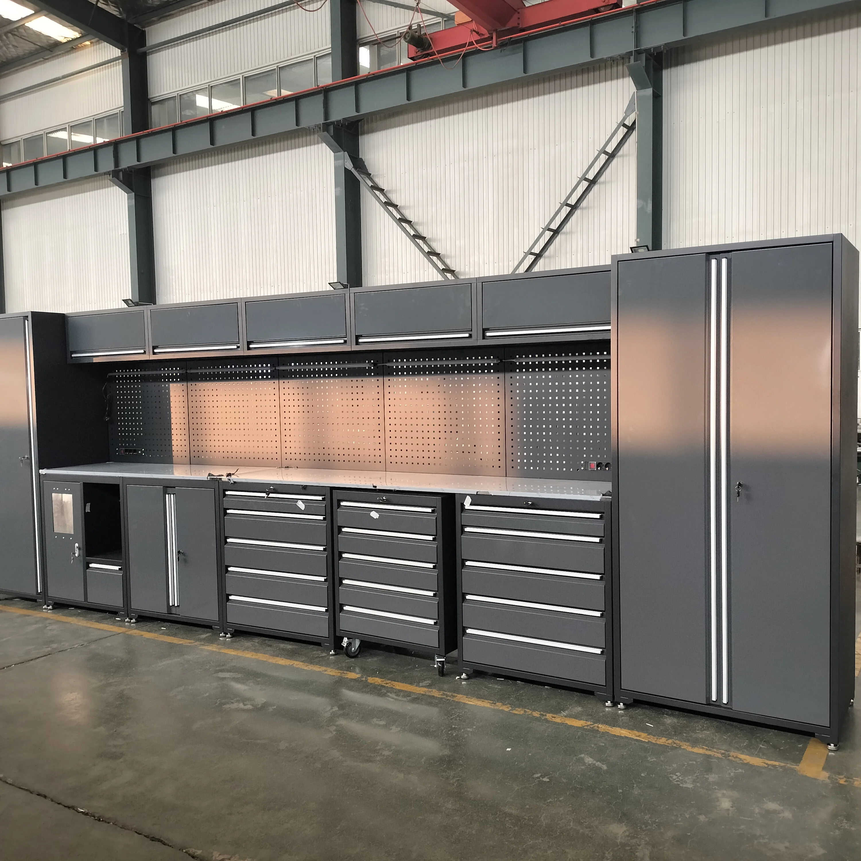 Garage Storage Steel Modular Tool Cabinet With Stainless Steel Work ...