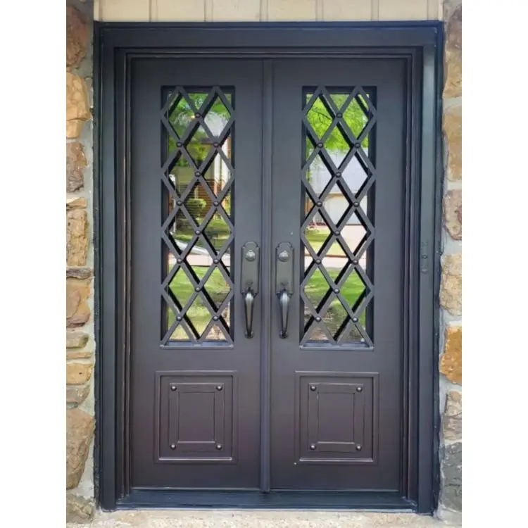 Luxury Double Entry Wrought Iron Doors - Secure & Stylish