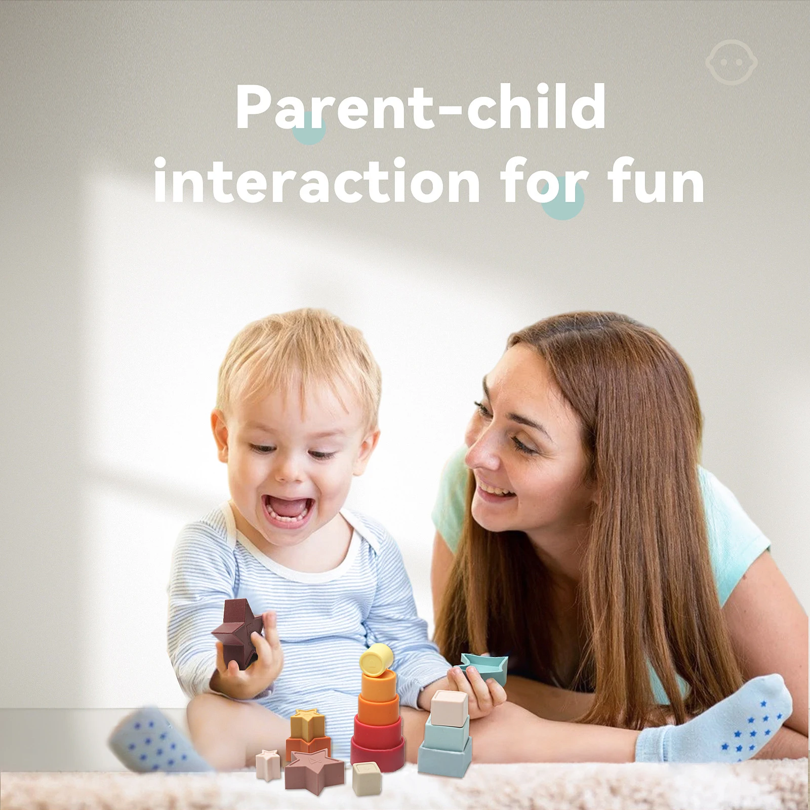 Kids Building Blocks Toy Silicone Stacking Toys Baby Rainbow Stacking ...