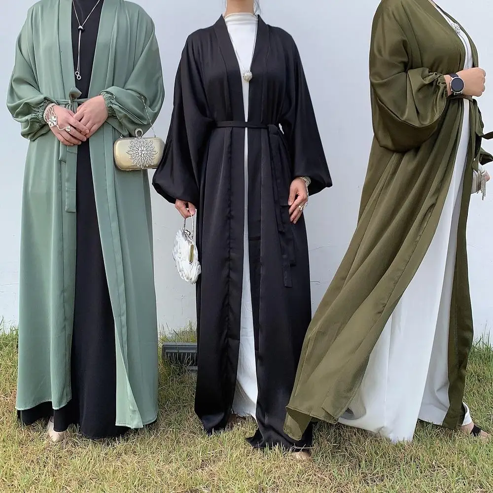 Eid Kaftan Puff Sleeve Open Abaya Dubai Turkey Islam Muslim Robe Longue Kimono Femme Musulmane ...