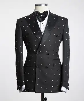 Handsome Shiny Black Diamond Men Suit Wedding Suits For Men Shawl ...