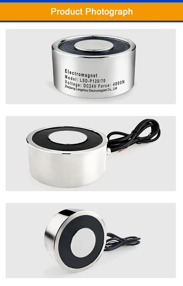 Cylinder IP68 Electric Magnet Round Electromagnet LSD-P120/70 DC ...