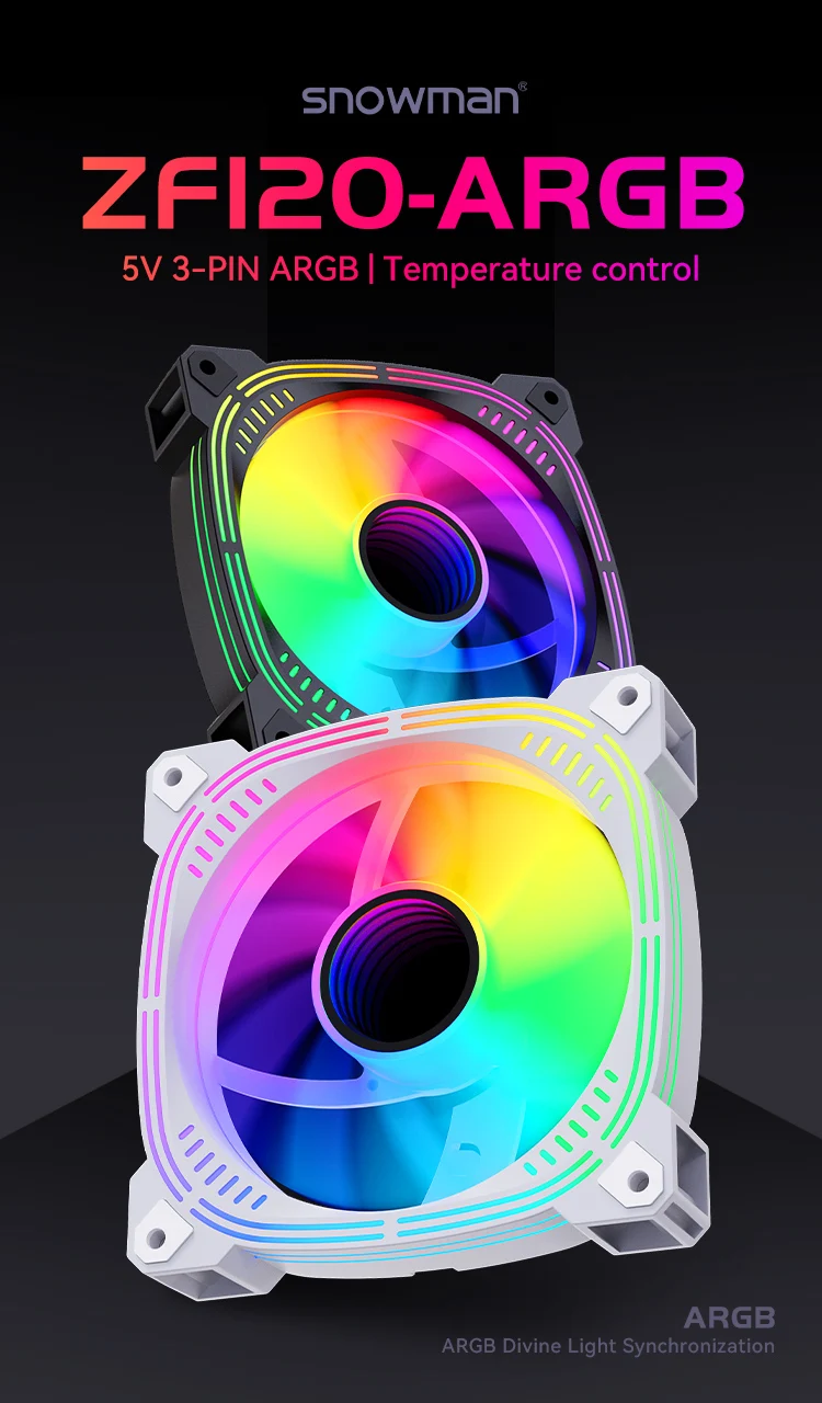 SNOWMAN High Airflow ARGB Case Fans Sync ARGB Lighting Advanced Cooling ...