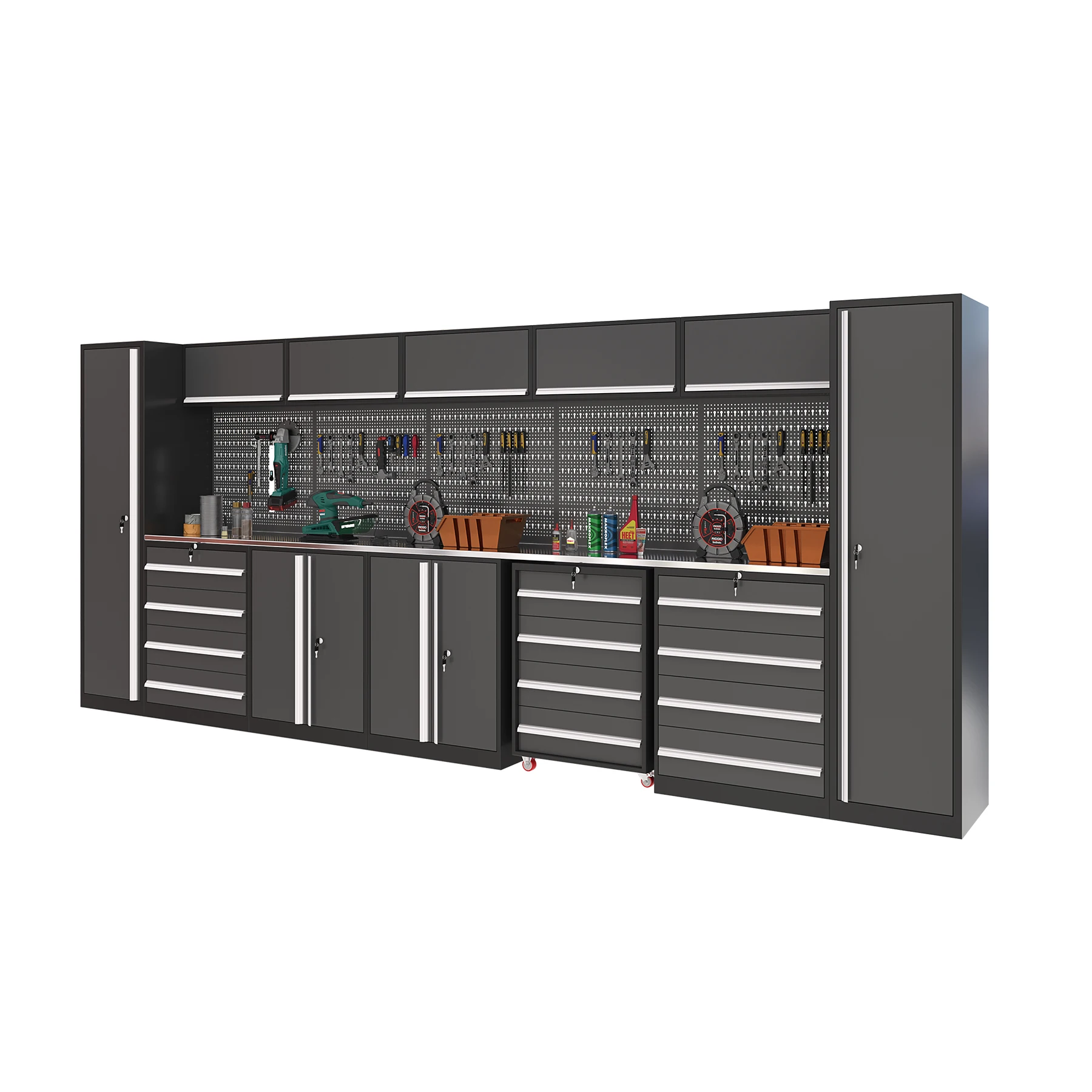 Corner Wall Modular Tool Cabinet System for Mechanic Garages