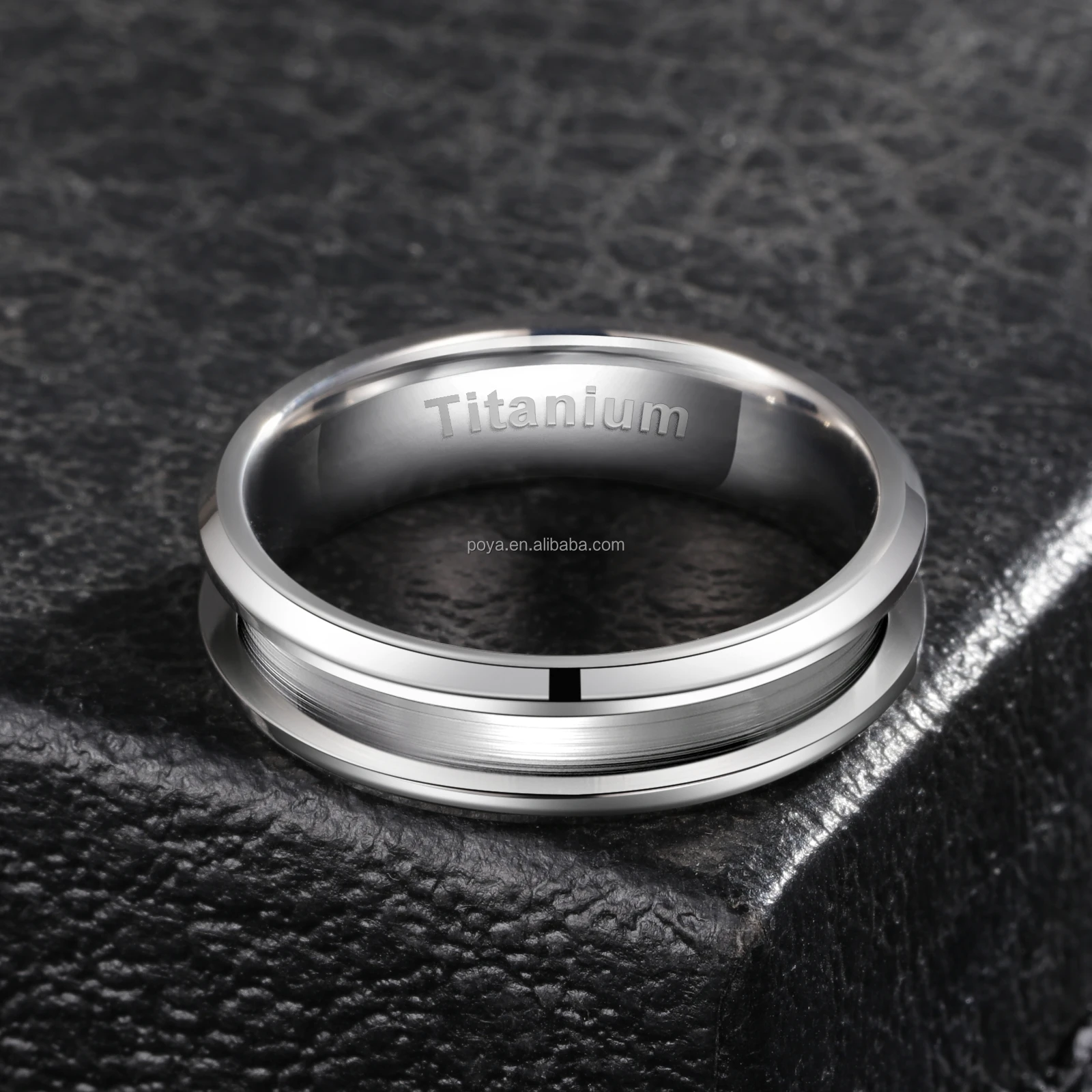 POYA High Polished Titanium Blank Ring for Inlay 8mm 6mm 4mm