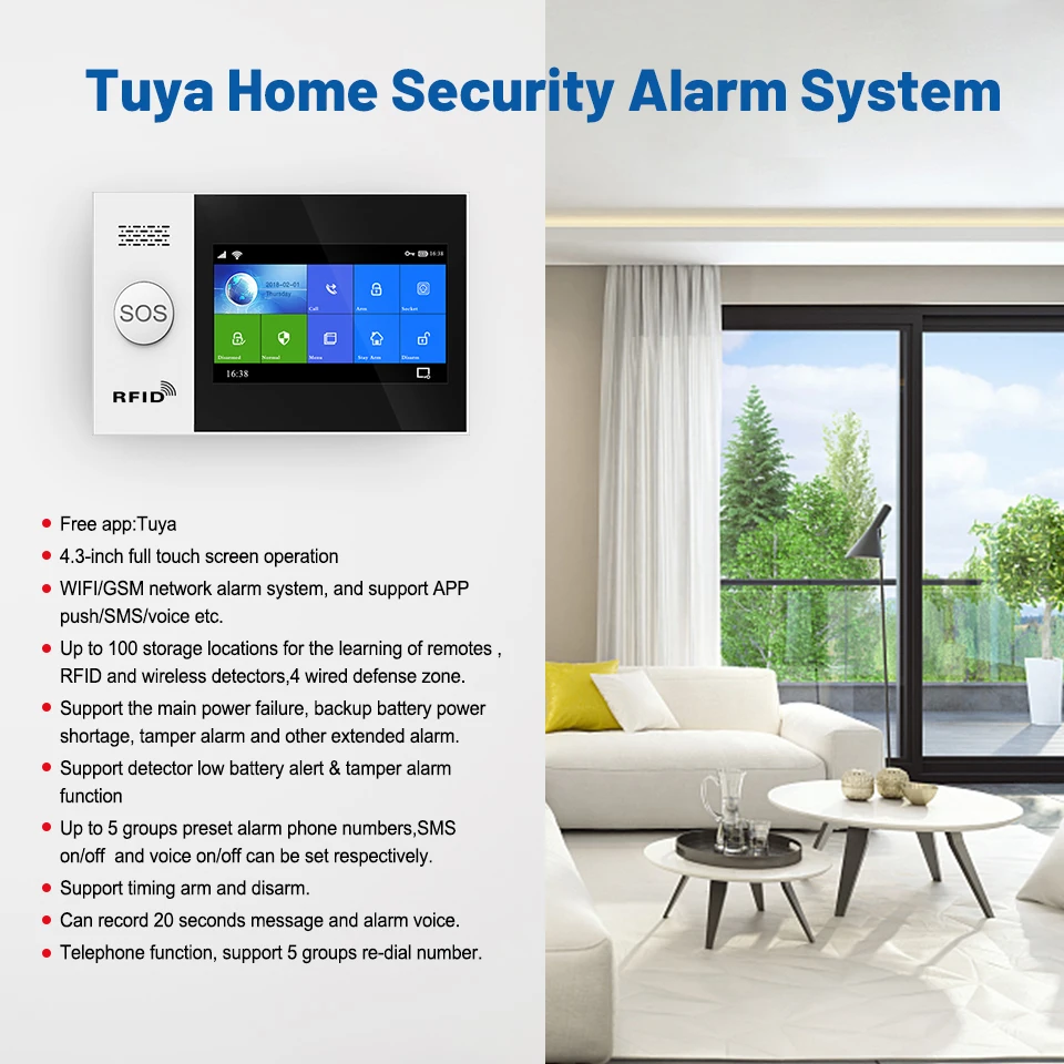 Tuya App Control Home Security Alarm System Full Touch Screen Home ...