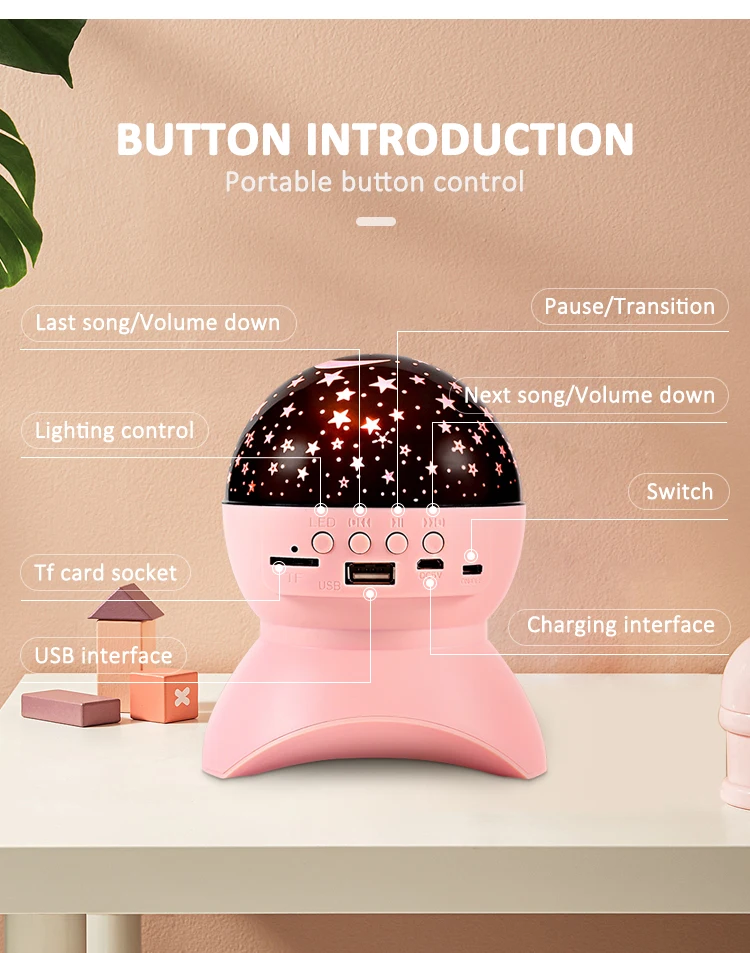 Music Player Night Light Multi Color Master Kids Starry Sky Light Led ...
