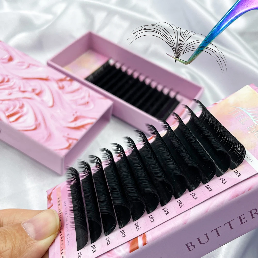 Custom Label Lash Extension Box Easy Fan Lashes Hand Made Dark Matte Volume Cashmere Lash ...