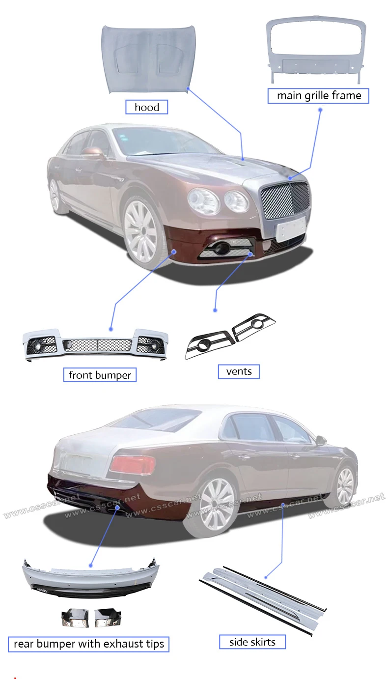 Msy Style Cf+frp Car Front Rear Bumper Engine Hood Exhaust Tips Body ...