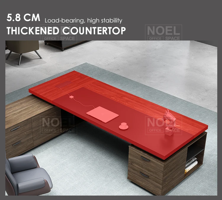 Contemporary Industrial Office Desk Table Manager Executive Wooden ...