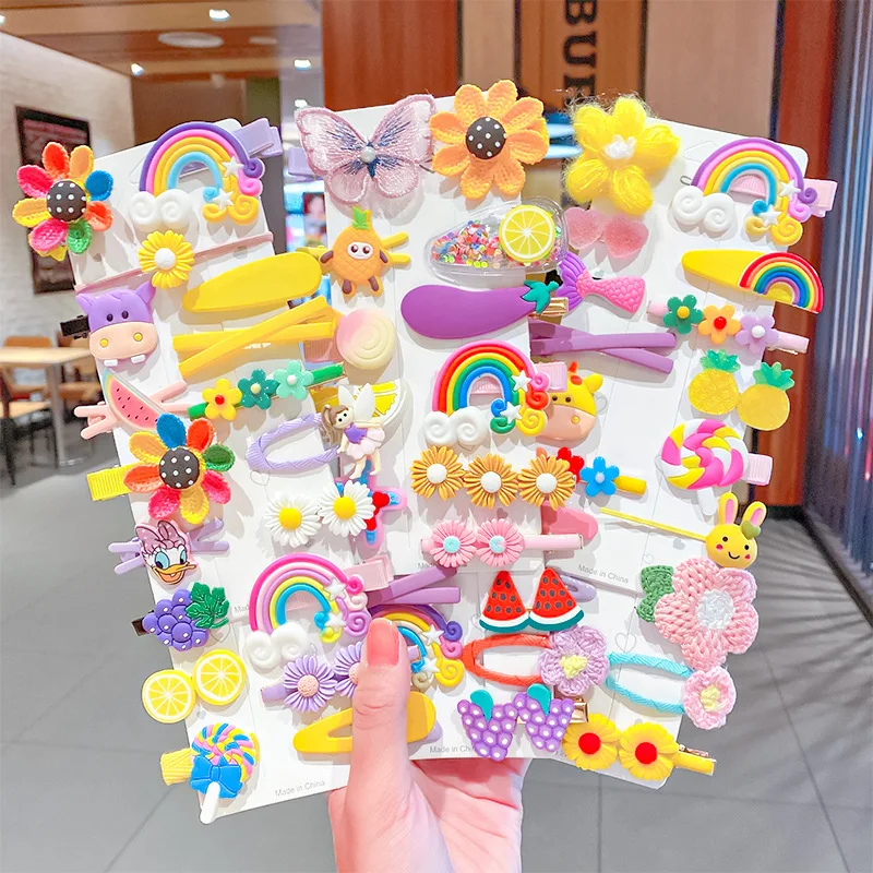 14-piece Set Cute Design Rainbow Hair Clips Metal And Pc Material ...
