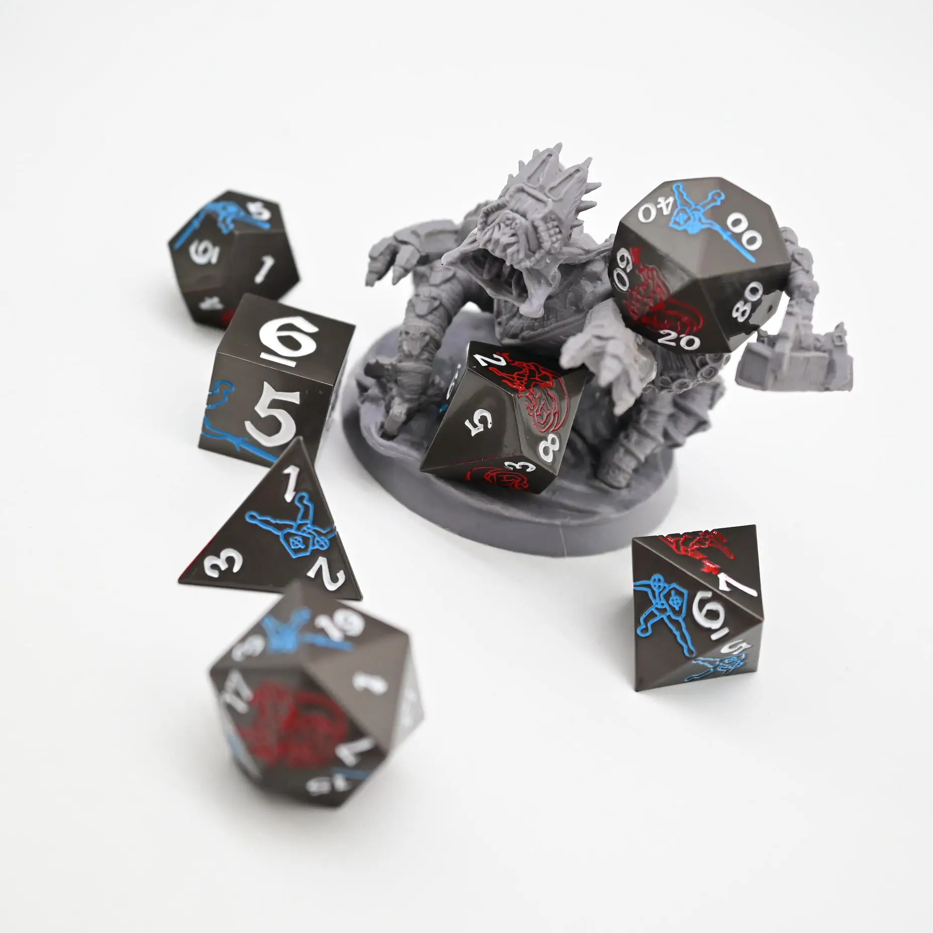 LM DND Warrior D20 Carving Dice Set 16mm Black Zinc Metal for DND 5E ...
