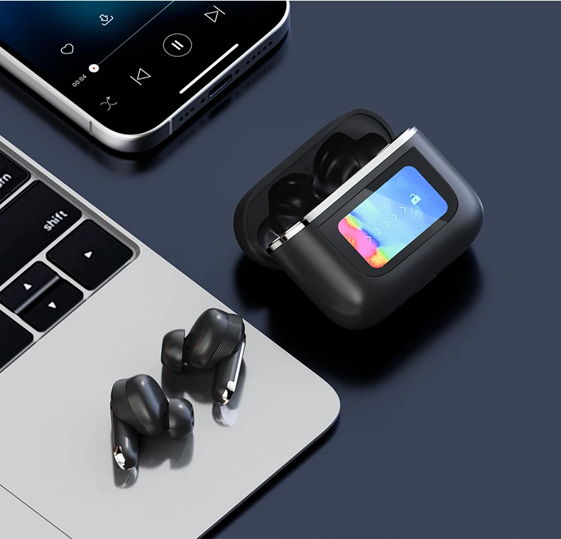 Newest Anc Enc 4 Mics Touch Lcd Screen Bt 5.3 Wireless Earbuds Deep ...