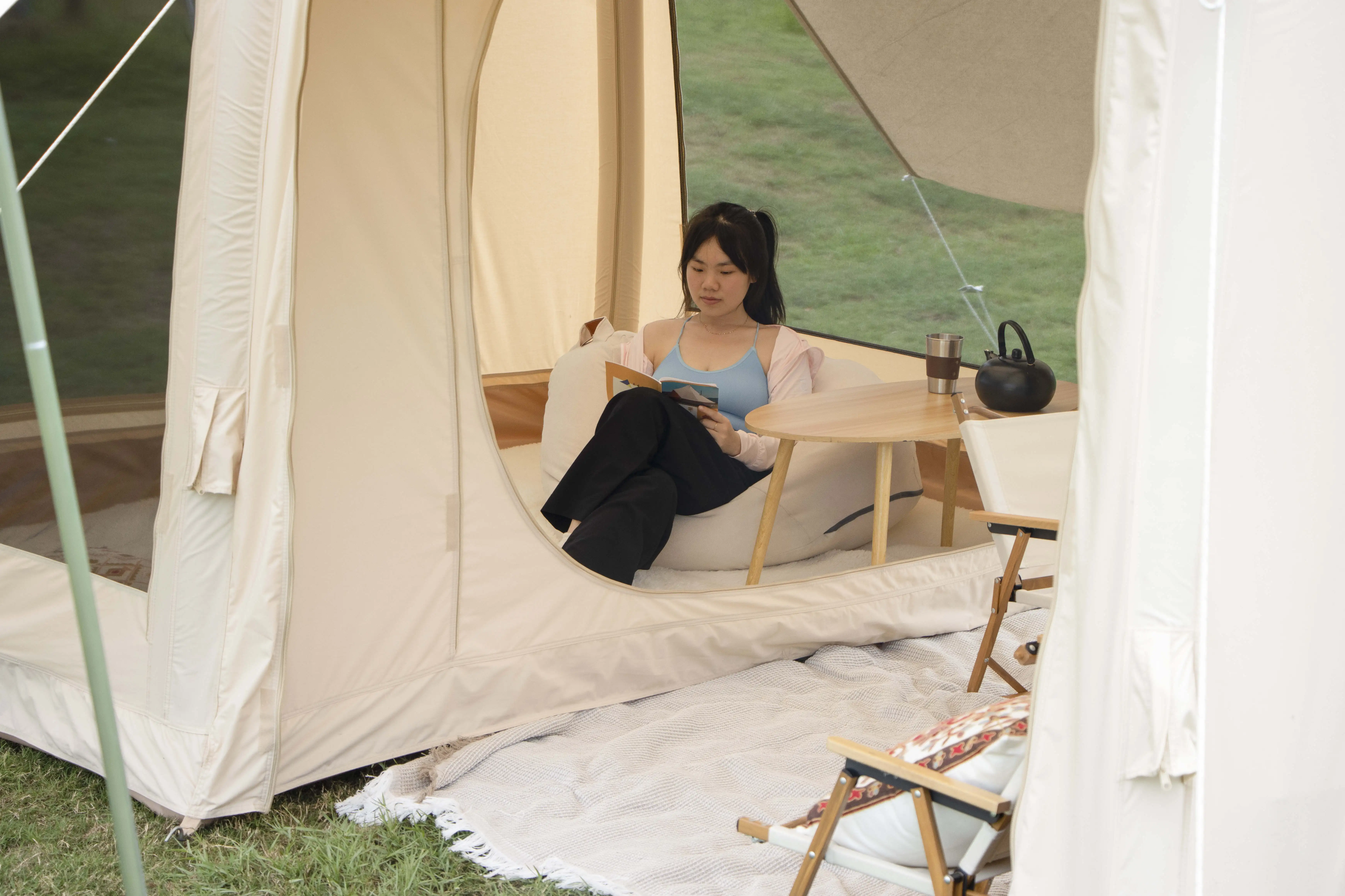 Family Air Inflated Cottage Air Tent Inflatable-cabin-tent Double Doors ...